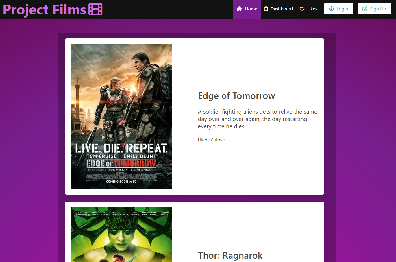 Project Film homepage